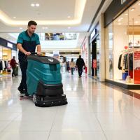 China Commercial Walk Behind Floor Scrubber 660mm Cleaning Path 830mm Squeegee 5H ECO Battery Operation for sale