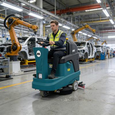 China Professional Ride-on Floor Scrubber 2-Year Warranty 153AH Battery Low Noise Strong Cleaning for sale