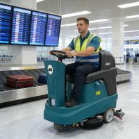 China Professional Ride-on Floor Scrubber 2-Year Warranty 153AH Battery Low Noise Strong Cleaning for sale