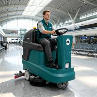 China Industrial Ride-on Floor Scrubber 103AH Battery 350W*2 Brush Motor Retail Restaurant Use for sale