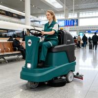 China Battery Powered Ride-on Floor Scrubber Long Lasting 3H Working Time Commercial Floor Washer for sale