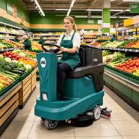 China Battery Powered Ride On Floor Scrubber F90A 153AH Long Runtime Commercial Floor Cleaning Equipment for sale
