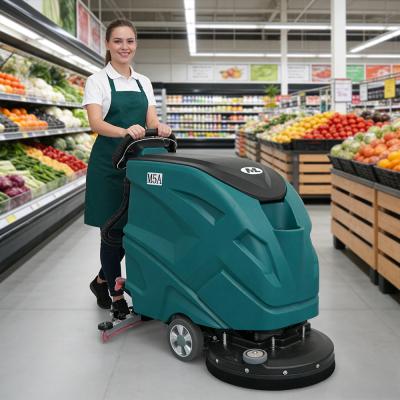 China Walk Behind Industrial Floor Scrubber Dryer Battery Powered Hard Floor Cleaning Machine for Factory Warehouse Mall for sale