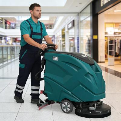 China Lithium Battery Walk Behind Floor Scrubber Industrial Floor Washer Low Noise Hard Surface Cleaning Equipment for sale