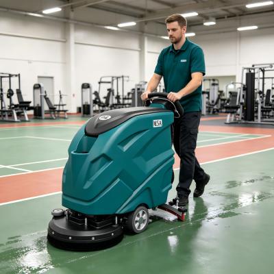 China Heavy Duty Walk‑Behind Industrial Floor Scrubber Battery Powered Floor Cleaning Equipment for Factory Workshop for sale