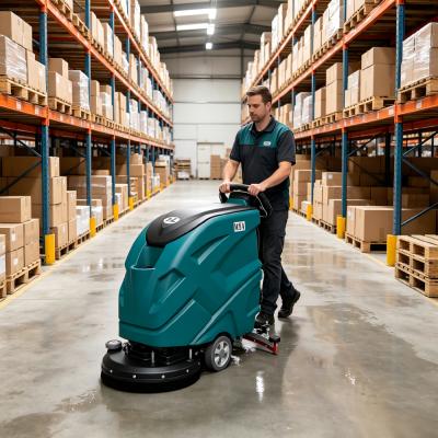 China Industrial Grade Walk‑Behind Floor Scrubber Dryer Automatic Cleaning Device for Logistics Warehouse & Workshop for sale