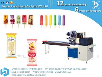 China Automatic Flow Wrapping Machine For Ice Candy Popsicle Ice Cream Stick Packing Machinery for sale