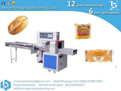 China Automatic Flow Wrap Packaging Machine for Bread 220V 50Hz Plastic Film Sealer for sale