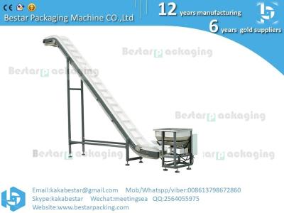 China Stainless Steel Elevator with Food Grade PP Hopper 2m Height 500kg Capacity for sale