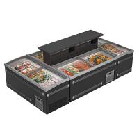 China Combine Commercial Supermarket Island Freezer With Top Sliding Door for sale