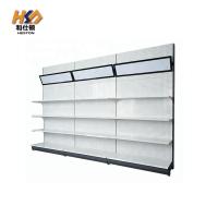 China Convenience Store Tidy Gondola Supermarket White Shelving Racks for sale
