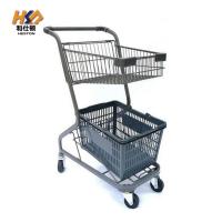 China 180L 2 Tier Double Basket Metal Shopping Cart With Wheels Trolley For Retail Shop for sale