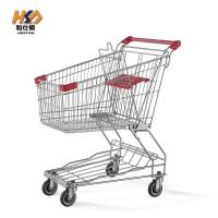 China 100 Liter Hand Push Supermarket Grocery Shopping Trolley Cart Q235 Steel for sale