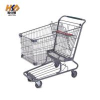 China Supermarket Metal Wire Shopping Trolley Cart With Plastic Cover for sale