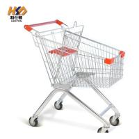 China Four Wheels Metal Trolley Supermarket Shopping Cart With Baby Seat for sale