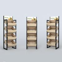 China 520MM 350MM Wooden Vegetable Display Rack And Fruit Display Stand 80KG for sale