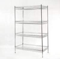 China 150KGS 12 X 24 Pharmacy Metal Chrome Wire Shelving 4 Shelf Chrome Storage Unit for sale