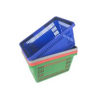 China 380MM 220mm 16L Plastic Rolling Basket For Shopping Wire Shopping Baskets With Handles for sale