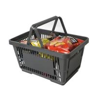 China 26L 500mm Black PP Plastic Shopping Baskets With Handles  For Supermarket for sale