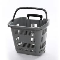 China 50L Grocery Cart With Swivel Wheels Rolling Shopping Basket Grey Handle for sale