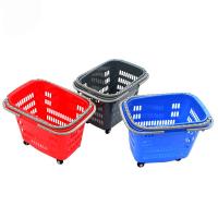 China 50ltr 560MM Plastic Handheld Shopping Baskets Grocery Store With 4 Wheels for sale