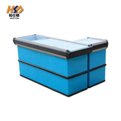 China 1.8M Mirror Polished Metal Supermarket Checkout Counter For Retail Stores for sale