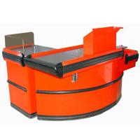 China 2M 85CM Red Electric L Shaped Cash Wrap Counter With Conveyor Belt OEM for sale