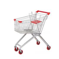 China 100 Liter Hand Push Supermarket Grocery Shopping Trolley Cart Q235 Steel for sale