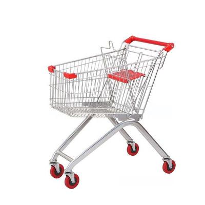 China 100 Liter Hand Push Supermarket Grocery Shopping Trolley Cart Q235 Steel for sale