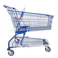China 4 Wheel Q235 Steel Folding Push Shopping Trolley For Supermarket Grocery for sale