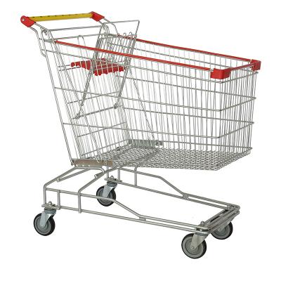 China 4 Wheel Q235 Steel Folding Push Shopping Trolley For Supermarket Grocery for sale