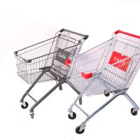 China Four Wheels Metal Trolley Supermarket Shopping Cart With Baby Seat for sale