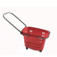 China 395MM 45L Grocery Handheld Shopping Baskets With Handles Roller Container for sale