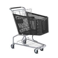 China 125L 900MM 4 Wheel Silver Basket Trolley With Wheels Grocery Shopping Trolley Q235 for sale