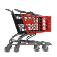 China Large Size Sturdy Plastic Supermarket Trolley Shopping Cart Q235 Steel for sale