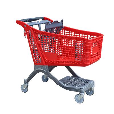 China Large Size Sturdy Plastic Supermarket Trolley Shopping Cart Q235 Steel for sale