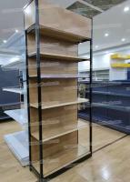 China 900mm 60kg Wooden Grocery Shelf Rack Gondola For Supermarket 225CM for sale