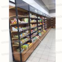 China 1200mm 50kg Grocery Shelf Rack Wooden Shelves For Supermarket 1.5mm for sale