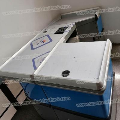 China 1.8M Mirror Polished Metal Supermarket Checkout Counter For Retail Stores 1200MM for sale