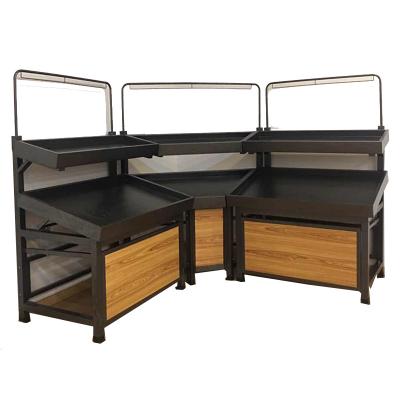 China Wooden Metallic Vegetable Fruit Display Powder Coating for sale