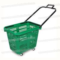 China 35L 65CM 35CM Market Plastic Shopping Baskets With Handles Wheels for sale