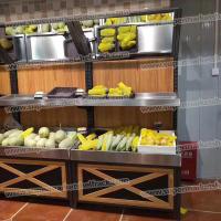 China 120CM 80CM 3 Tier Metal Supermarket Fruit And Vegetable Display Rack Stand OEM for sale