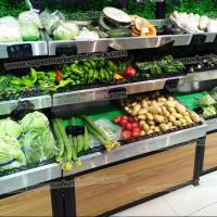 China 1000mm 800mm 150KG Supermarket Wooden Fruit And Vegetable Display Stand for sale