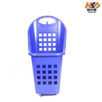 China 510MM 60LTR Red Mini Shopping Grocery Pickup Market Basket With Handles Four Wheels for sale