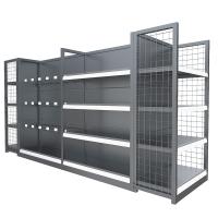China 100KG Q235 Supermarket Shelf Rack 4 Tier Metal Shelf Gondola 1.5mm for sale