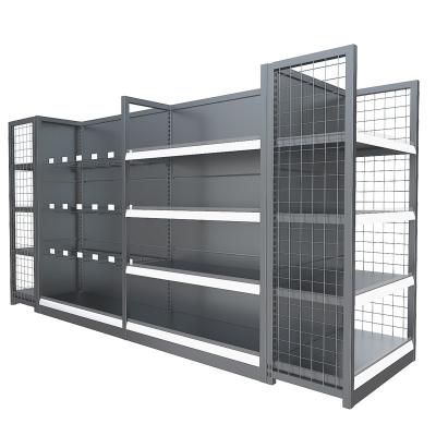 China 100KG Q235 Supermarket Shelf Rack 4 Tier Metal Shelf Gondola 1.5mm for sale
