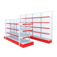 China Q235 Steel Supermarket Gondola Shelves Double Side for sale