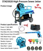 China 380V Electric New Sewer Jetter 11kW 30L/min High Pressure Pipe Cleaner Reverse Spray Nozzle Car Wash Shop Rust/Corrosion for sale