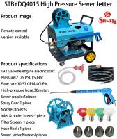 China Electric Start Multi-Nozzle Gasoline Cold Water Cleaning New Sewer Jetter High-Flow 40L/min 150bar Machine for Mid-Size Pipes for sale