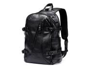 China Durable Black Leather Business Casual Backpack Waterproof With USB Charging for sale